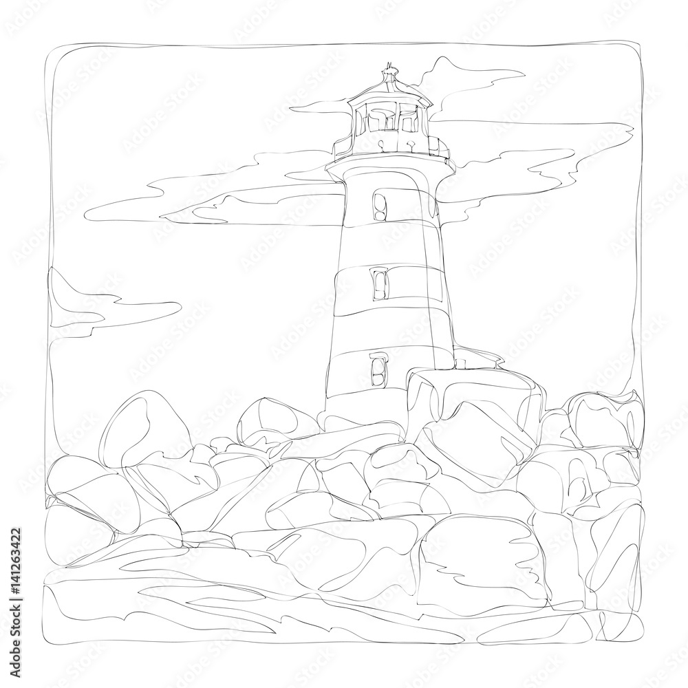 marine life line art continuous line drawing coloring page Stock Vector ...