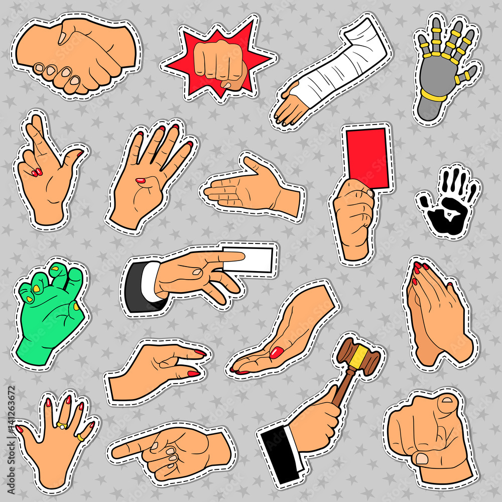 Hands and Arms Set with Different Signs for Scrapbook, Prints and ...