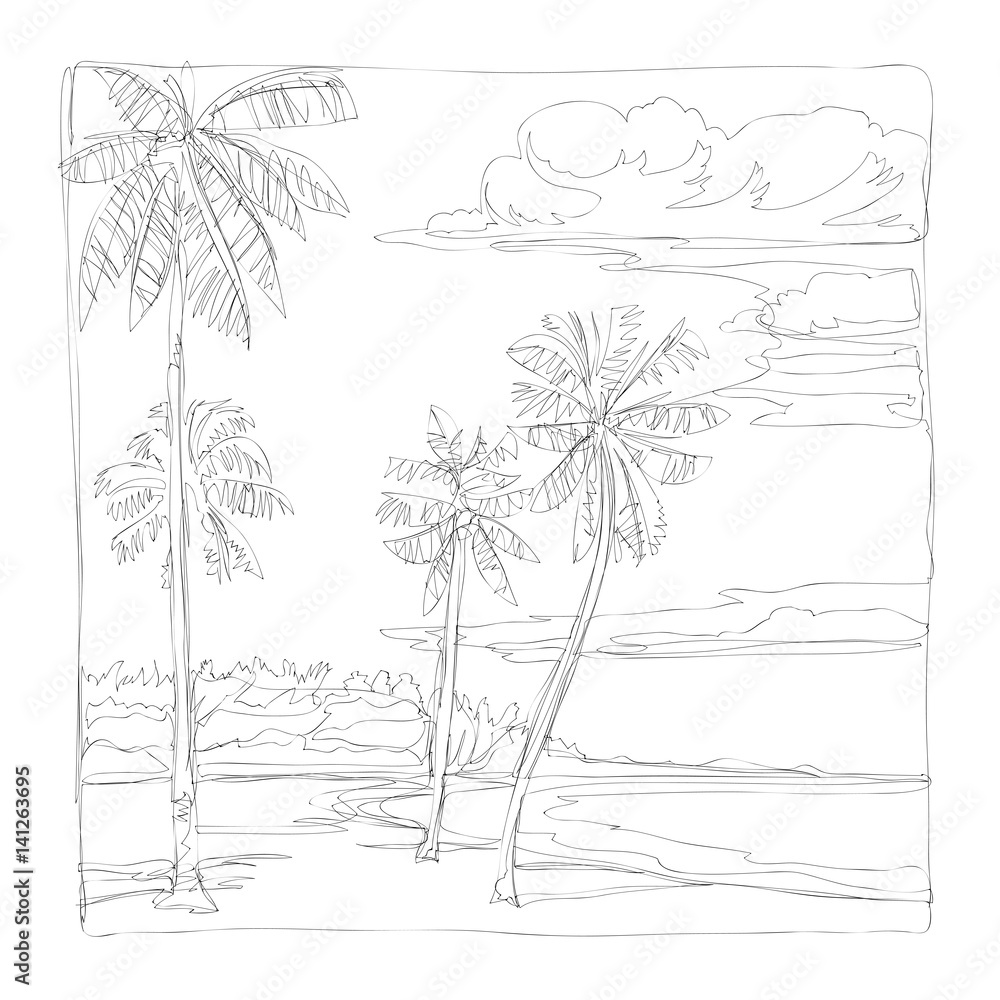 marine life line art continuous line drawing coloring page Stock Vector ...