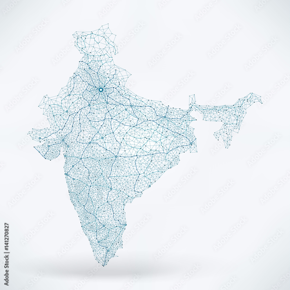 Abstract Telecommunication Network Map - India Stock Vector | Adobe Stock
