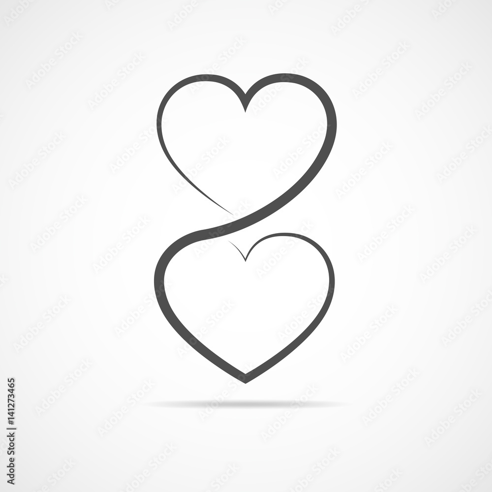 Two linear hearts connected among themselves. Vector illustration ...