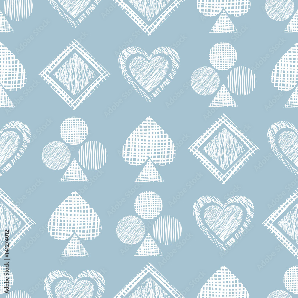 Seamless vector geometrical pattern with icons of playing cards ...