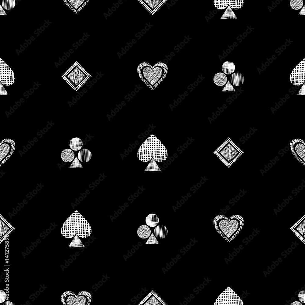 Seamless vector geometrical pattern with icons of playing cards ...