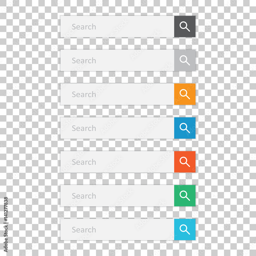 Search bar field. Set vector interface elements with search button ...