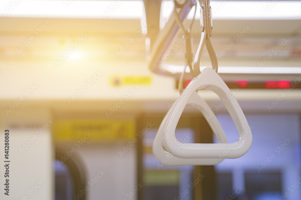 Handle on ceiling of MRT, prevent toppling.underground railway system ...
