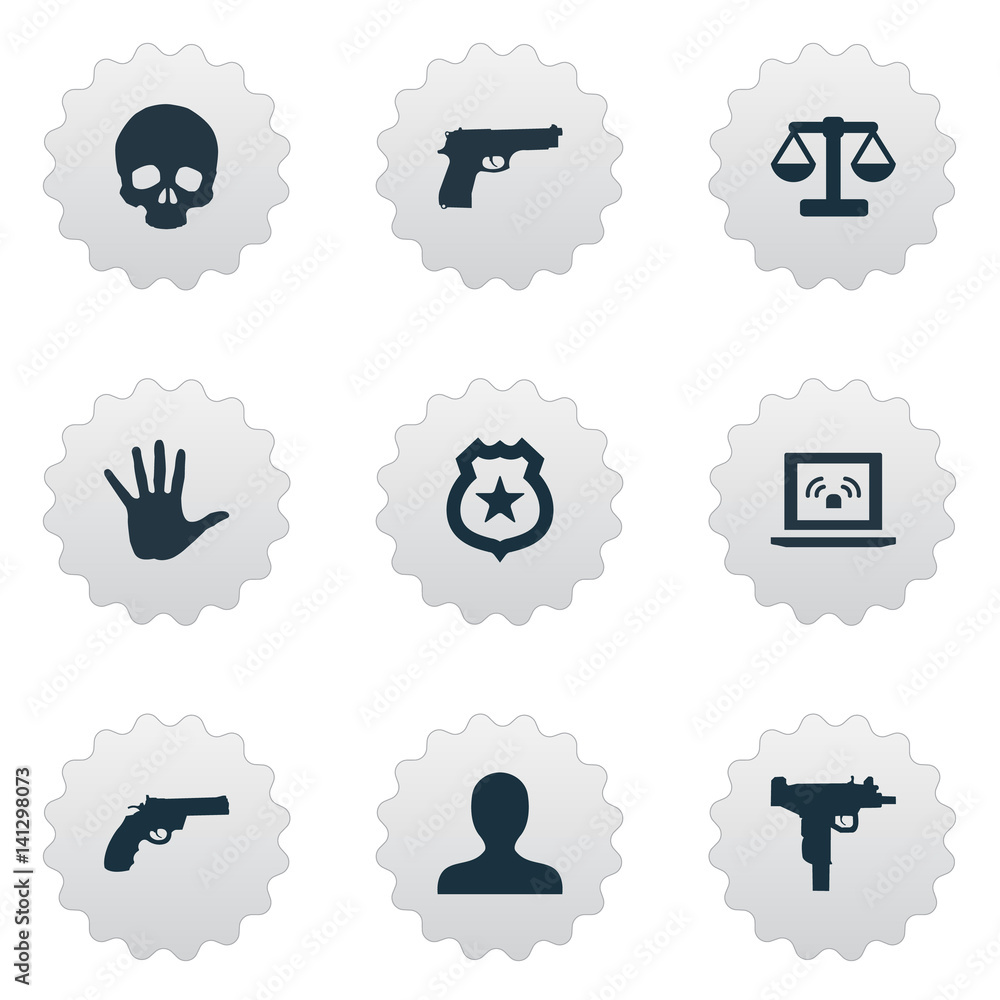 Vector Illustration Set Of Simple Offense Icons. Elements Person ...