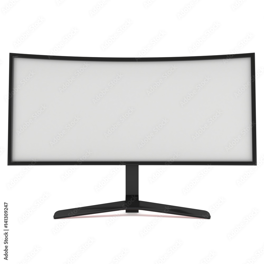 Black Curved LCD tv screen. 3d render isolated on white. Stock ...