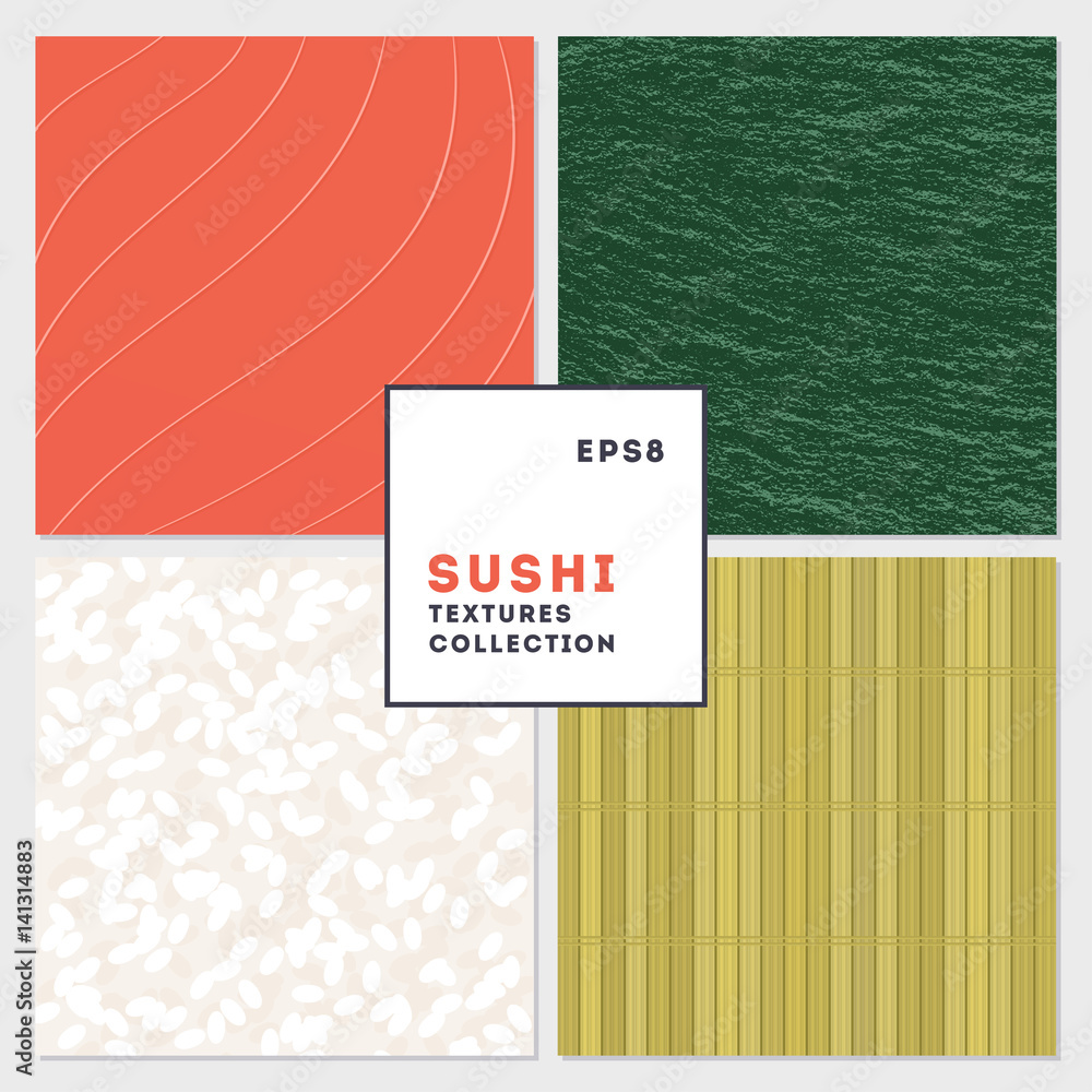 Sushi background collection. Set of asian food textures. Vector ...