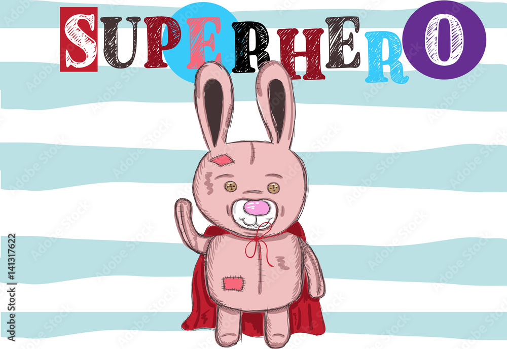 strong superhero bunny rabbit animal vector illustration Stock Vector ...