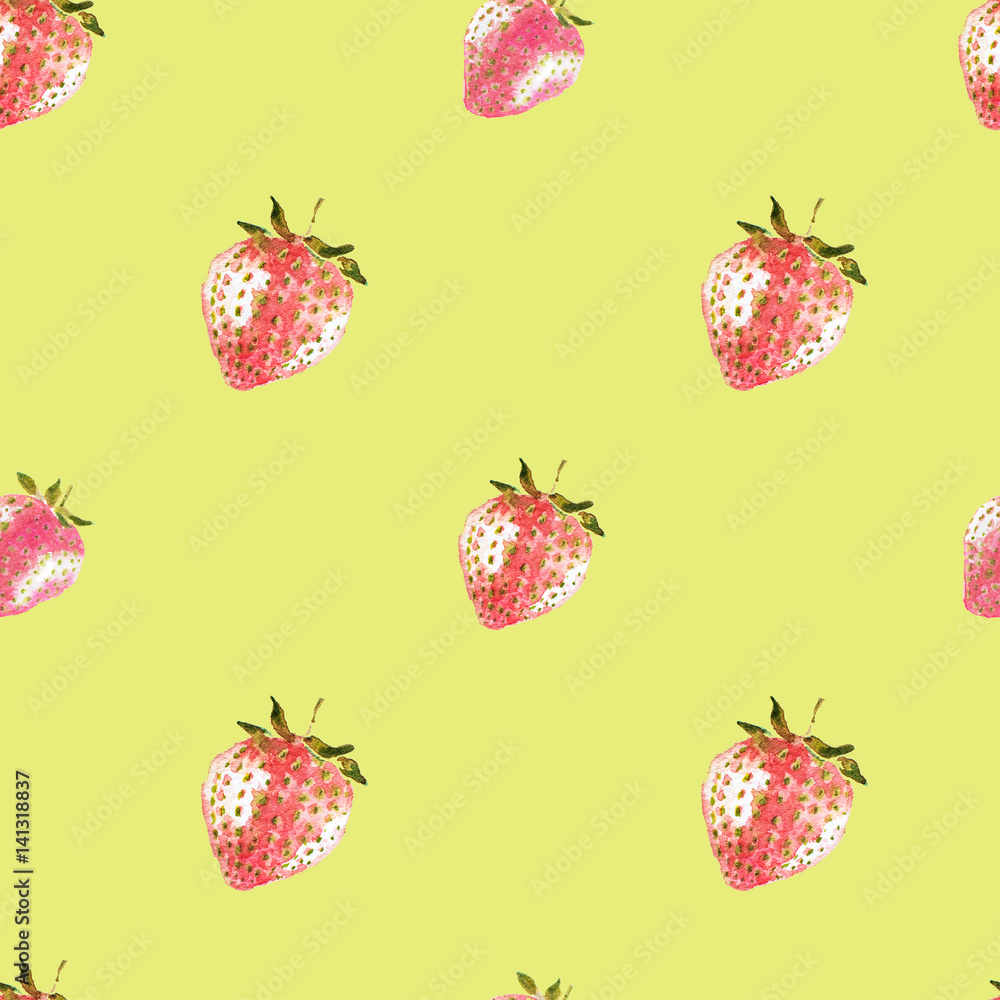 Watercolor background, Strawberry seamless pattern Stock Illustration ...