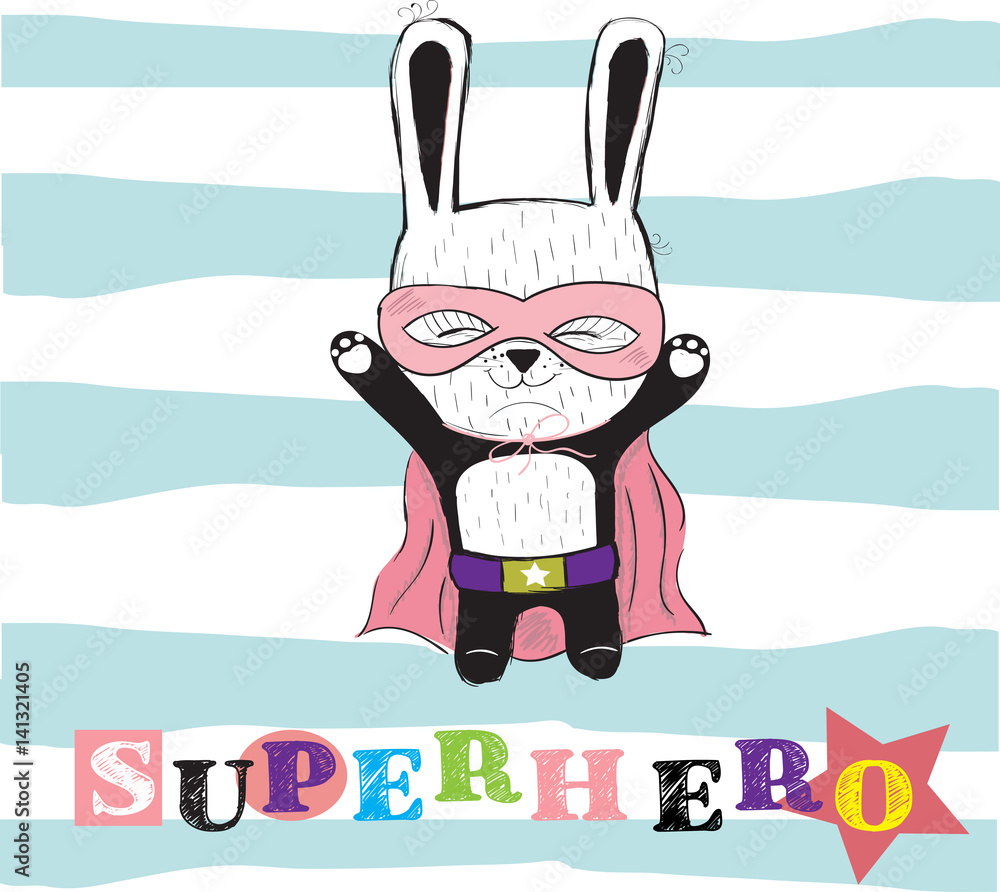 strong superhero bunny rabbit animal vector illustration.strong ...