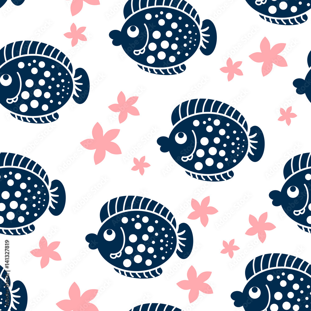 cartoon fish pattern Stock Vector | Adobe Stock