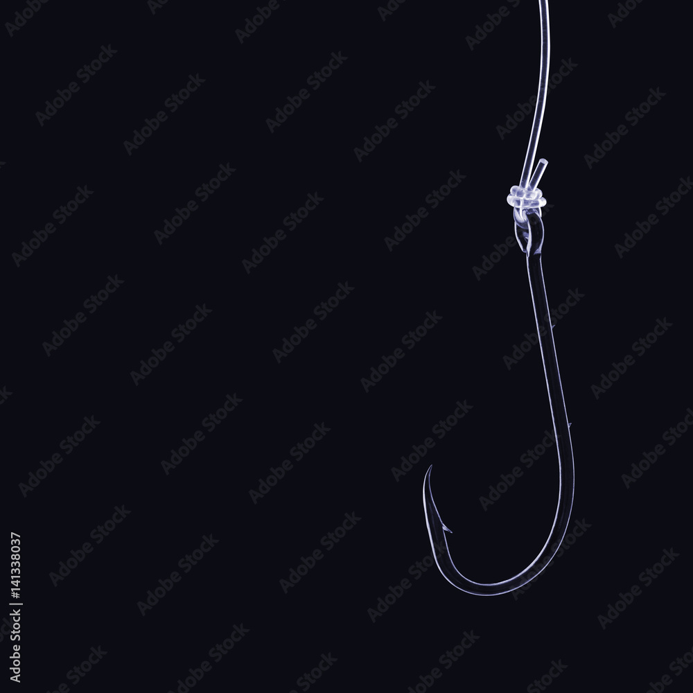 Fishing hook silhouette isolated on black background Stock Photo ...