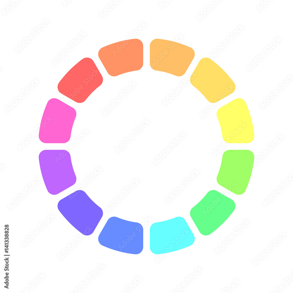 Partly transparent rainbow spectrum color blocks arranged in the ring ...