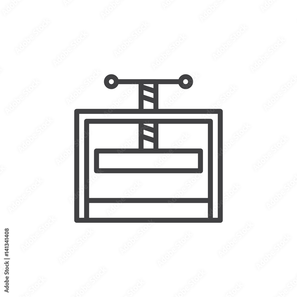 Manual press machine line icon, outline vector sign, linear style ...