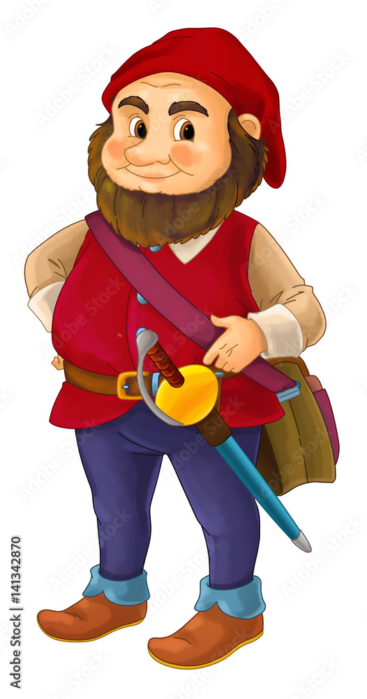 cartoon happy dwarf warrior standing and looking isolated Stock ...