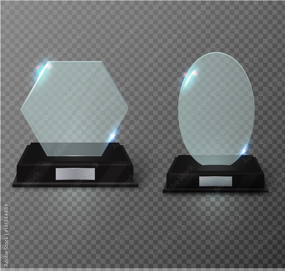 Blank glass trophy award on a transparent background. Glossy trophy for ...