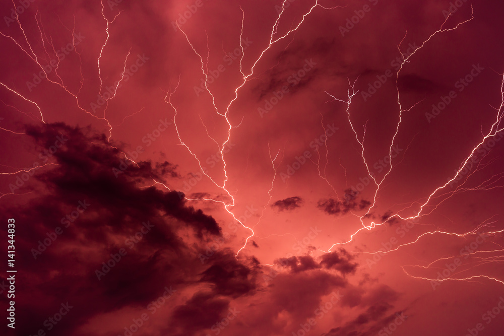 red lightning - color change in the editor Stock Photo | Adobe Stock