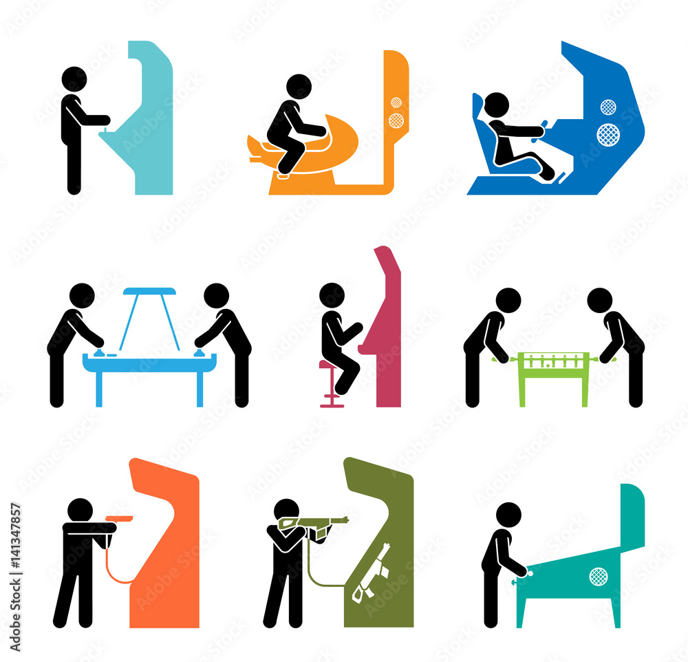 Pictograms representing people playing games. Various types of having ...