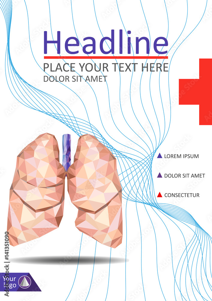 Book cover design with human lungs in low poly. Vector. Stock Vector ...