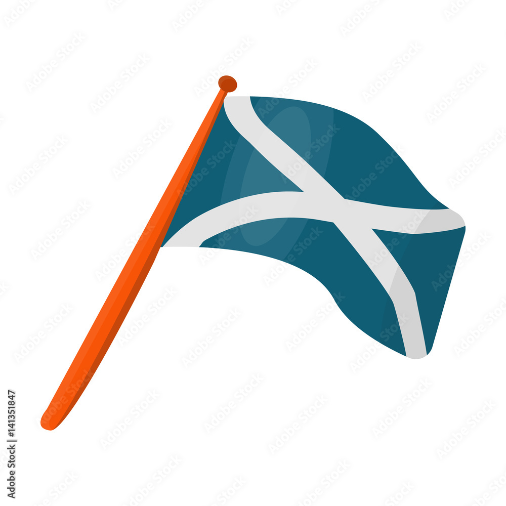Scotland flag on a wooden stick.The Scottish national flag.Scotland ...