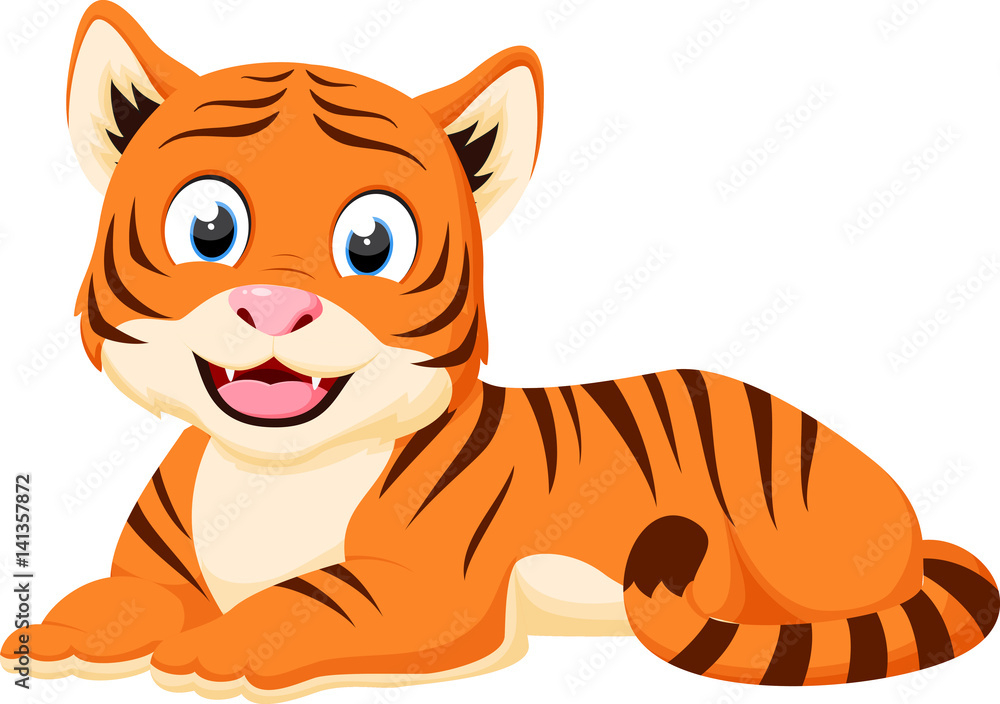 Happy Tiger Cartoon playing Stock Vector | Adobe Stock