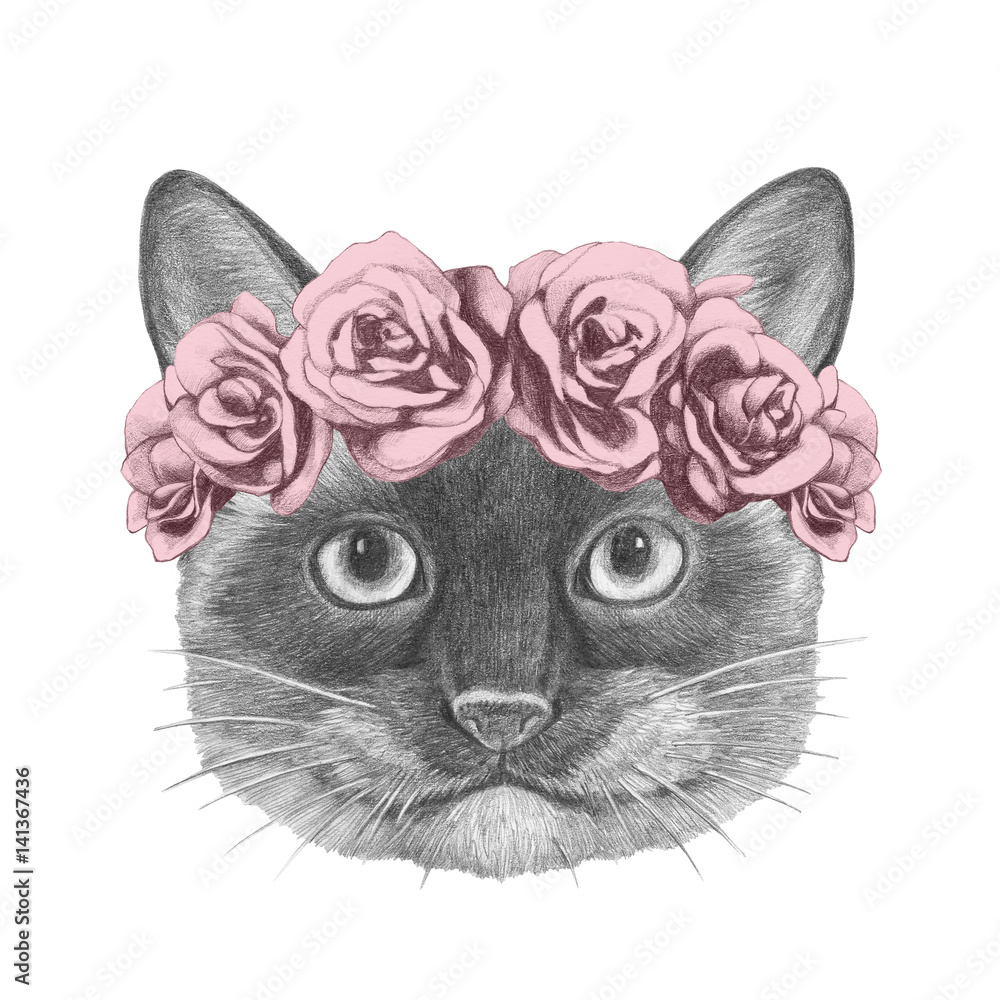 Cats Wearing Flower Crowns Drawing | Best Flower Site