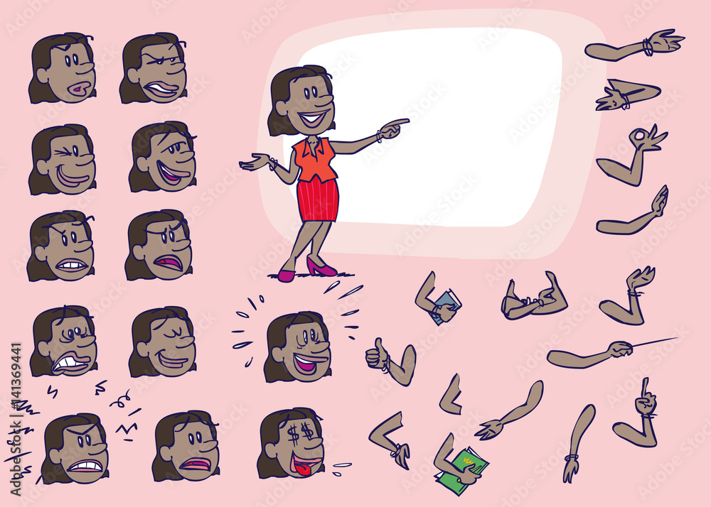 Caucasian businessman. Face and body elements, parts of body template ...