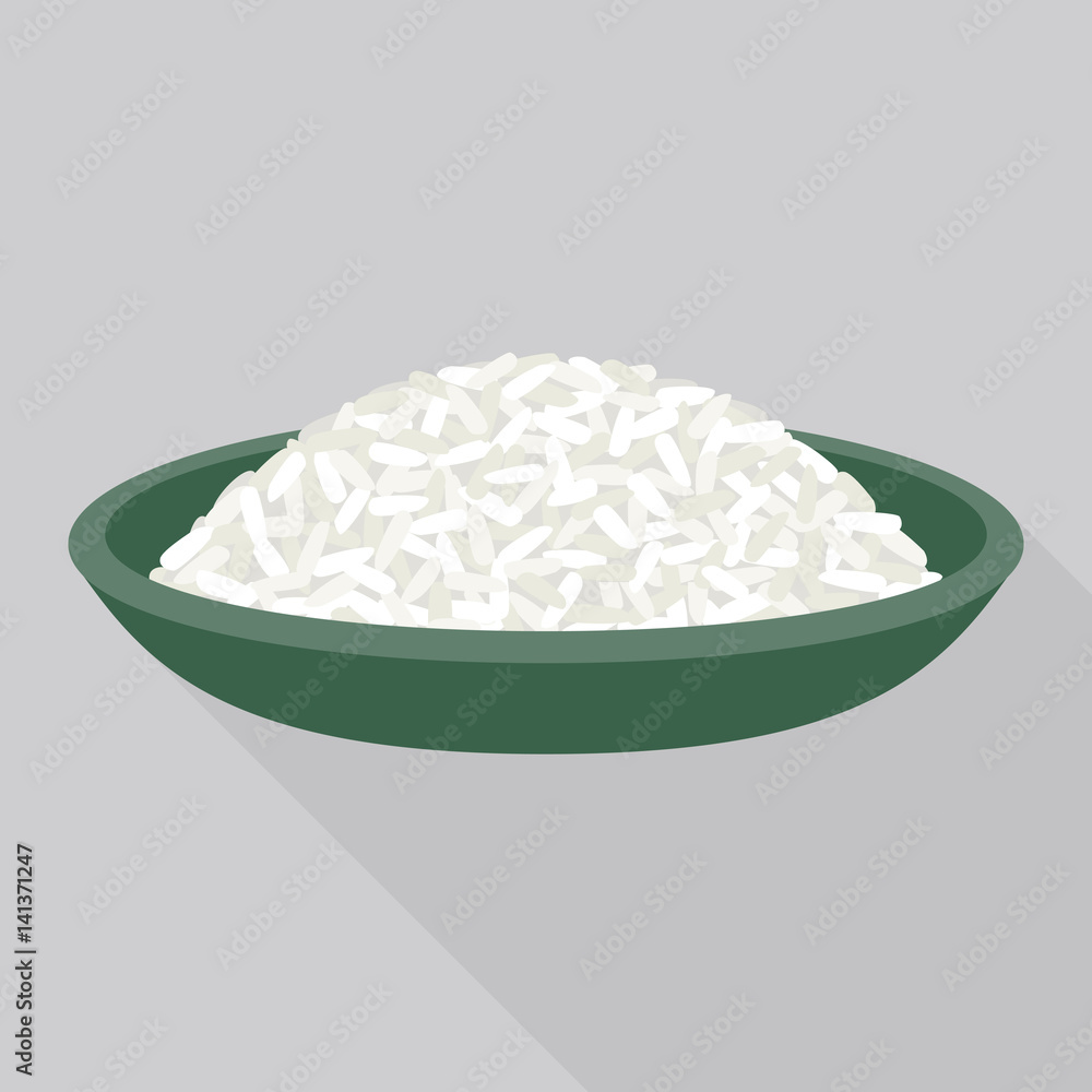 rice in plate vector, flat design Stock Vector | Adobe Stock