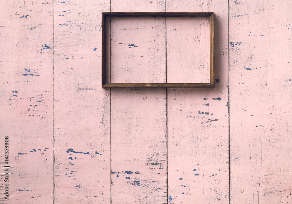 frame on old pink wall Stock Photo | Adobe Stock