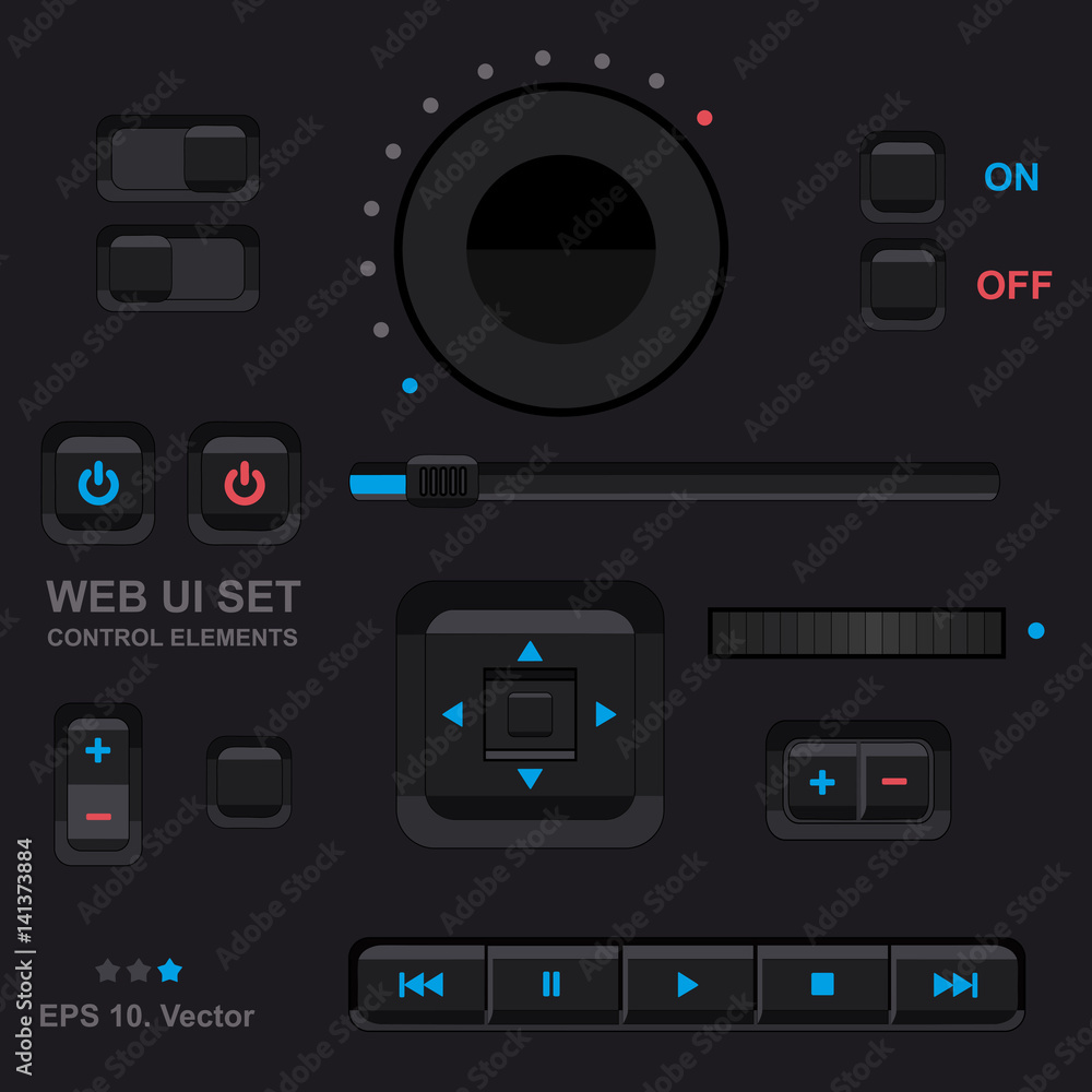 Player interface, design element, vector set, mobile app, smartphone ...