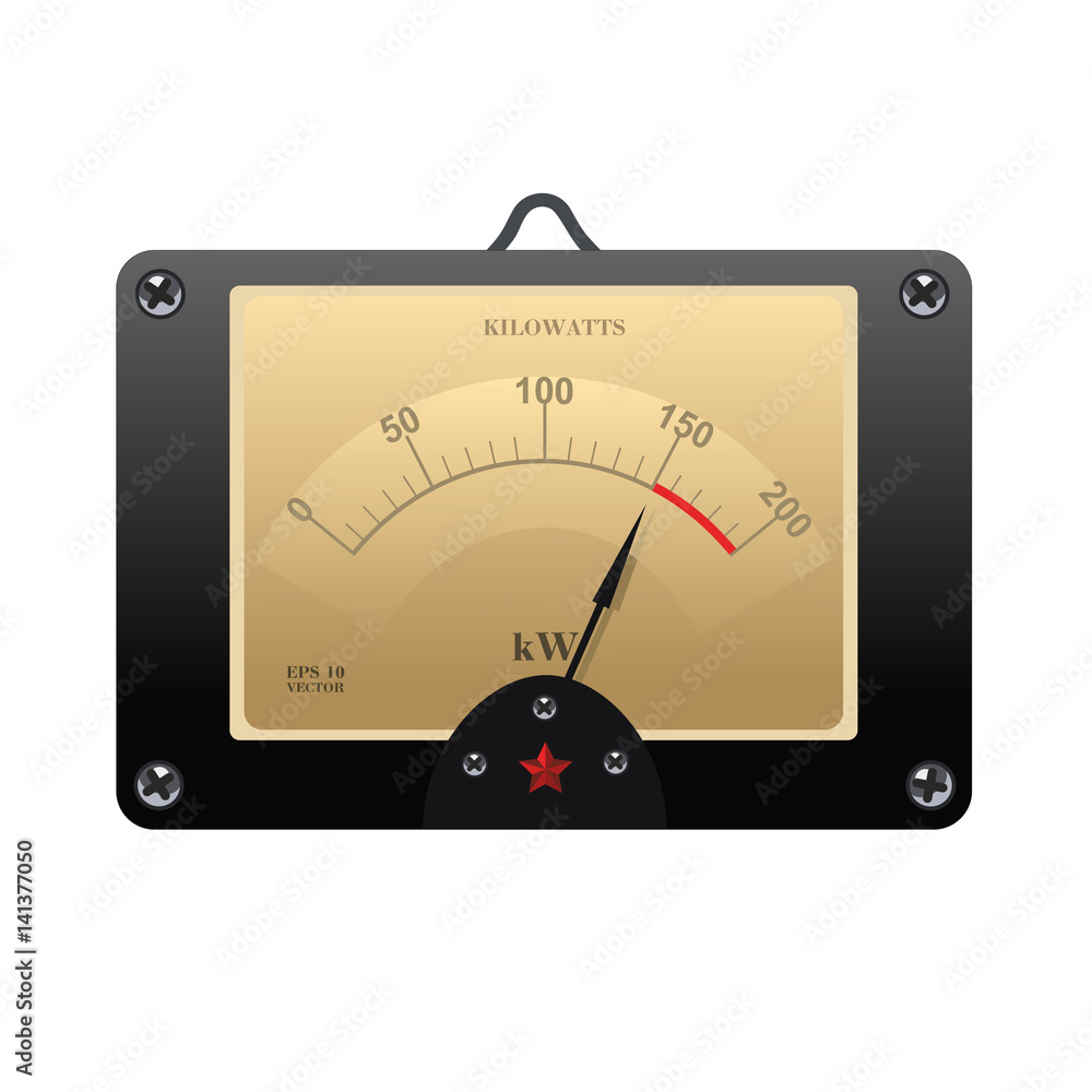 Realistic electronic analog VU signal meter Stock Vector | Adobe Stock