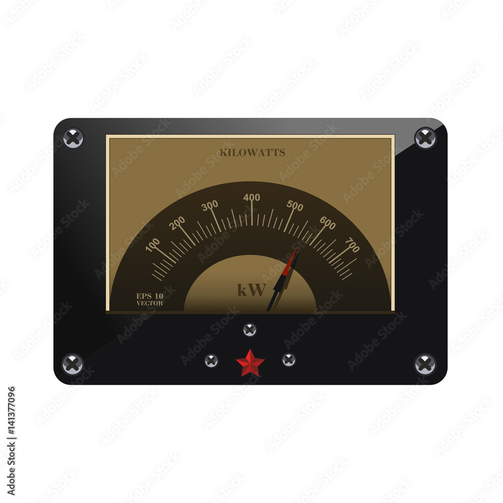 Realistic electronic analog VU signal meter Stock Vector | Adobe Stock