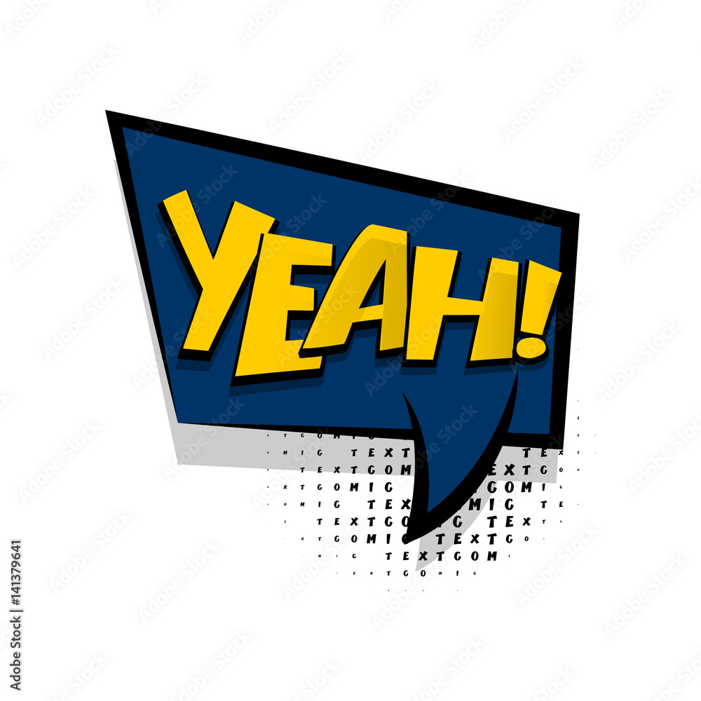 Lettering yeah comic text speech bubble Stock Vector | Adobe Stock
