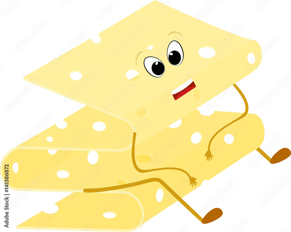 Yellow Cheese slice cartoon sad symbol Stock Vector | Adobe Stock