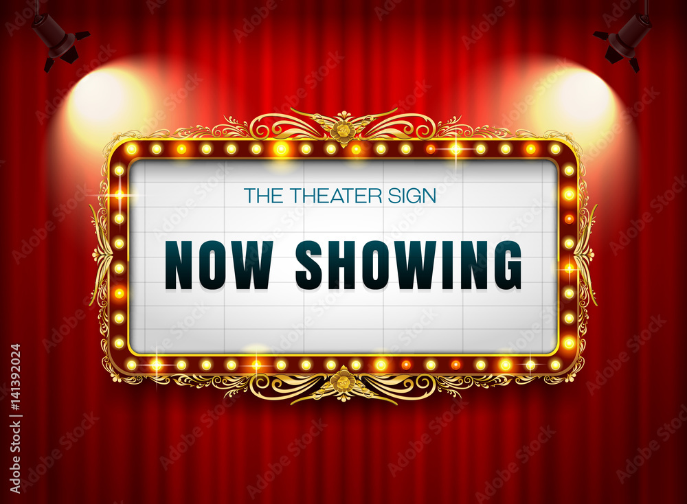 theater sign on curtain Stock Vector | Adobe Stock