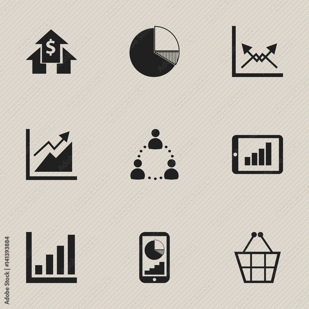 Set Of 9 Editable Statistic Icons. Includes Symbols Such As Trading ...