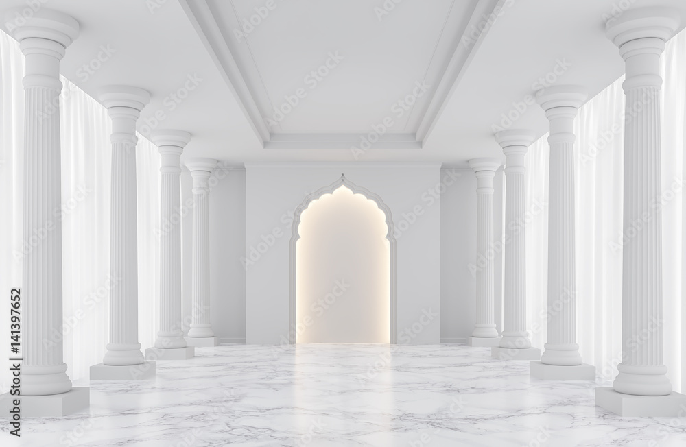 Luxury white empty room classic space interior 3d rendering image,There ...