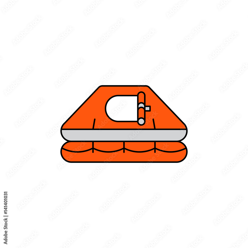 Flat vector icon Life raft in cartoon style isolated on white ...