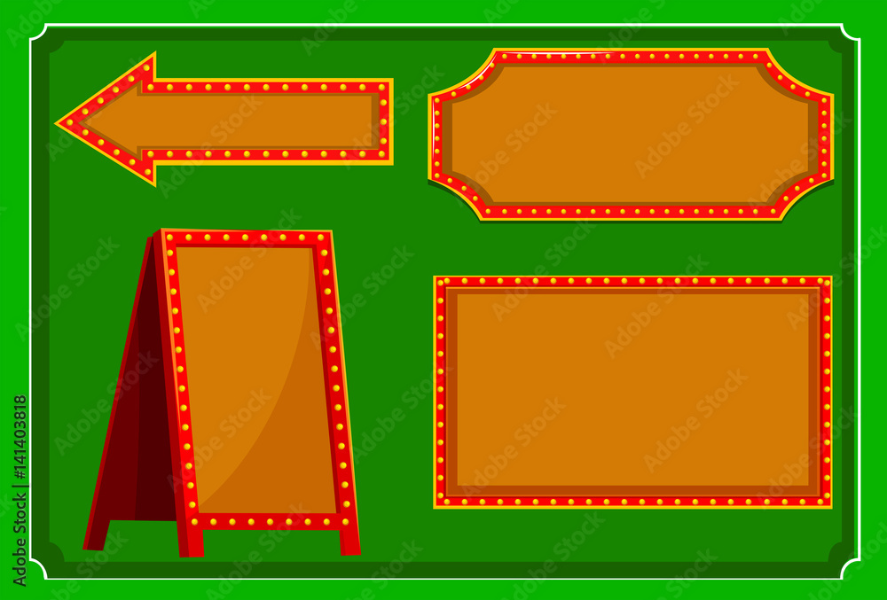 Different designs of signs with red border Stock Vector | Adobe Stock