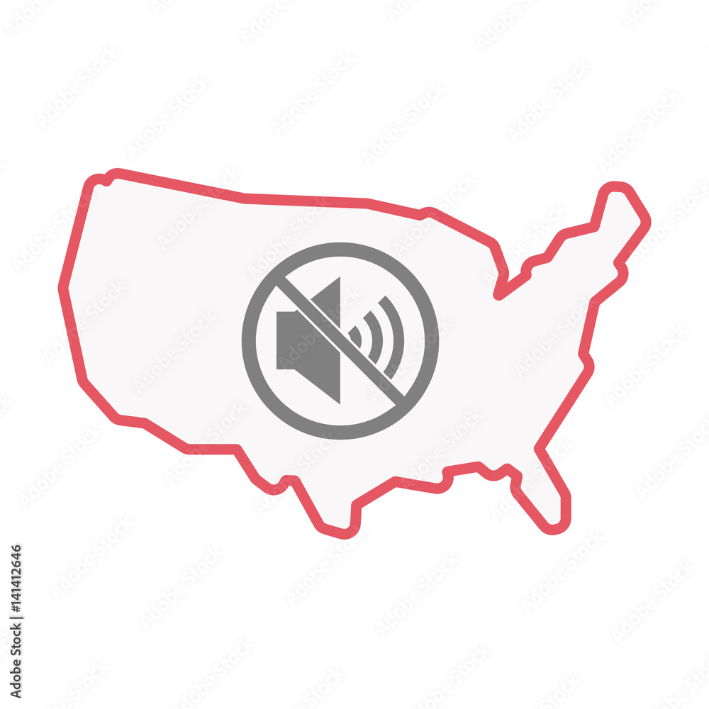 Isolated USA map with a speaker in a not allowed signal Stock Vector ...