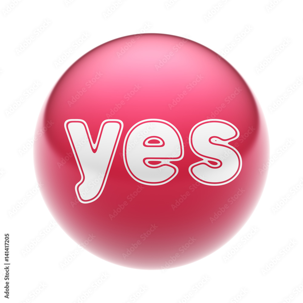 The "yes" Icon on The red Ball. Stock Illustration | Adobe Stock
