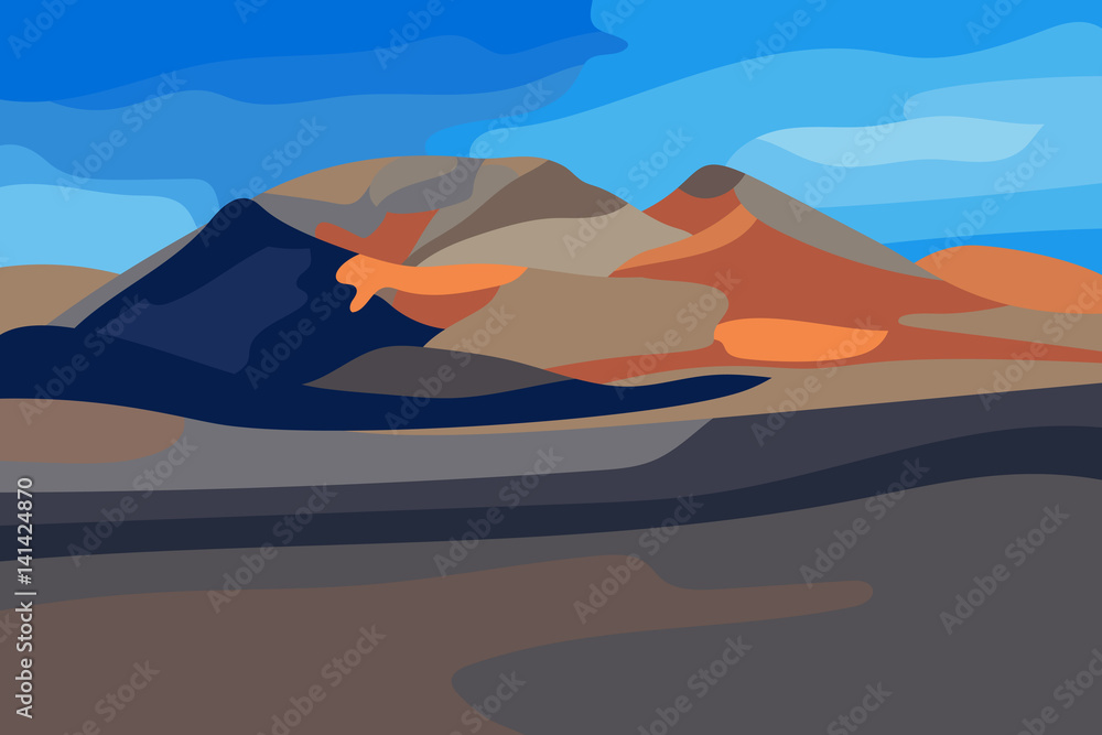 vector illustration of volcanic landscape Stock Vector | Adobe Stock
