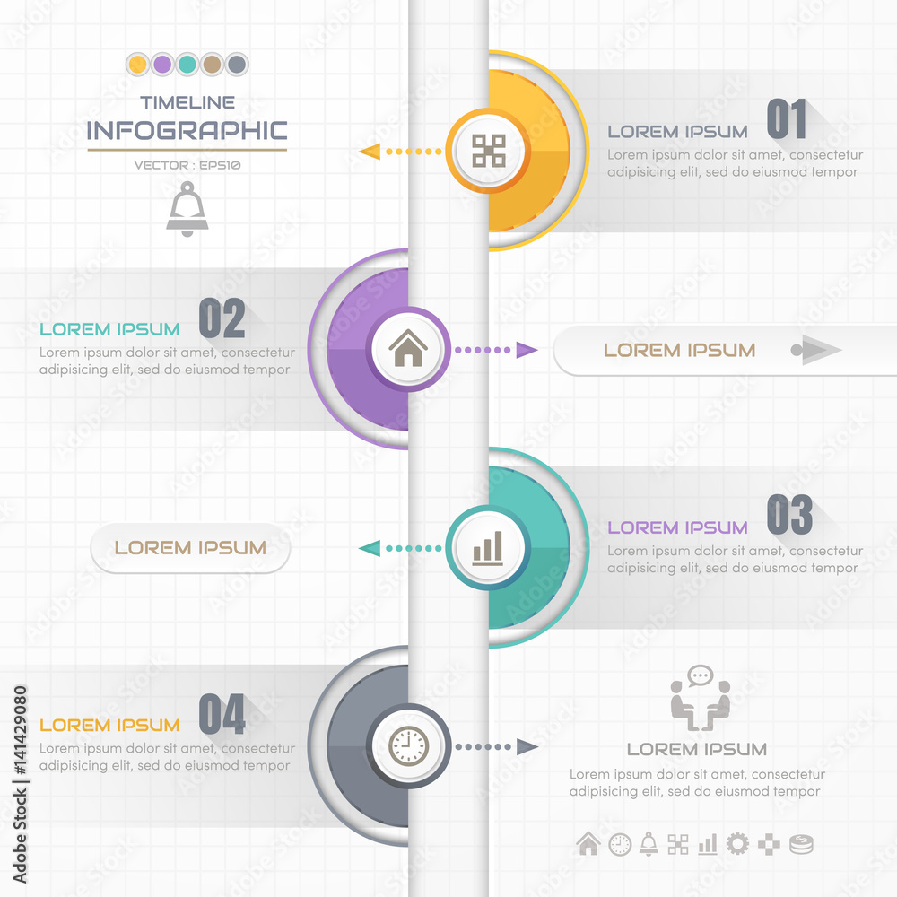 Timeline infographics design template with icons, process diagram ...