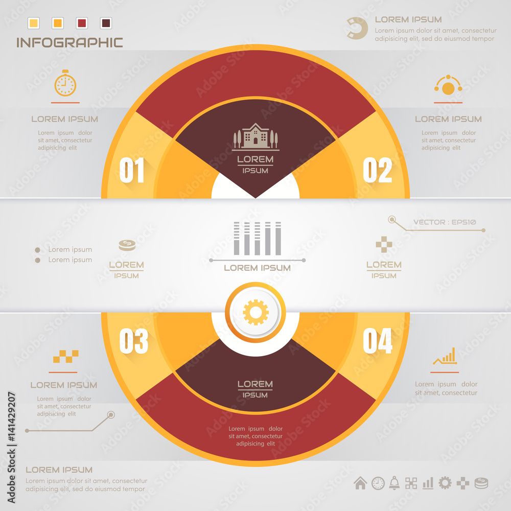 Infographics Circle design template with icons, process diagram, vector ...