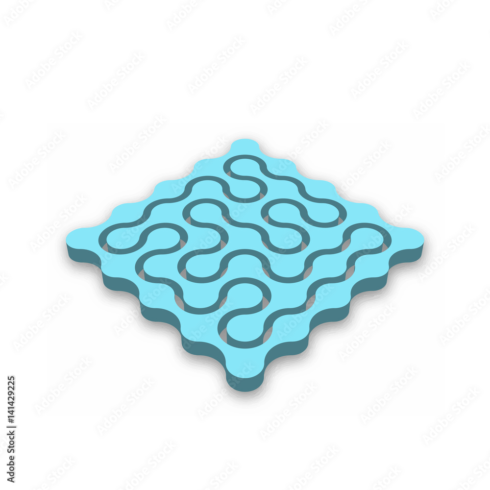 Closed 3D maze. Blue abstract labyrinth with dropped shadow isolated on ...