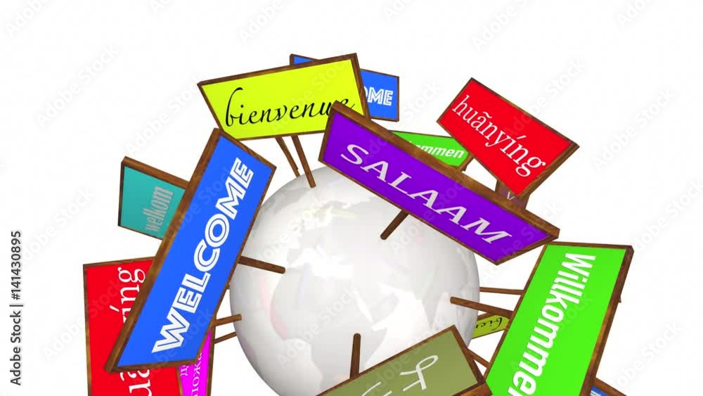 Welcome Around World Different Languages Cultures Signs 3d Animation ... Welcome Around World Different Languages Cultures Signs 3d Animation ...