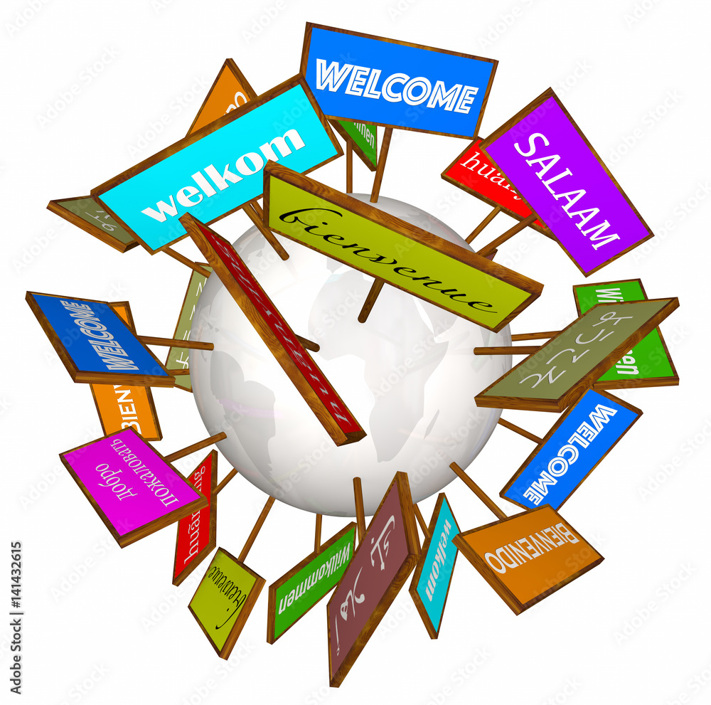Welcome Around World Different Languages Cultures Signs 3d Illustration ...