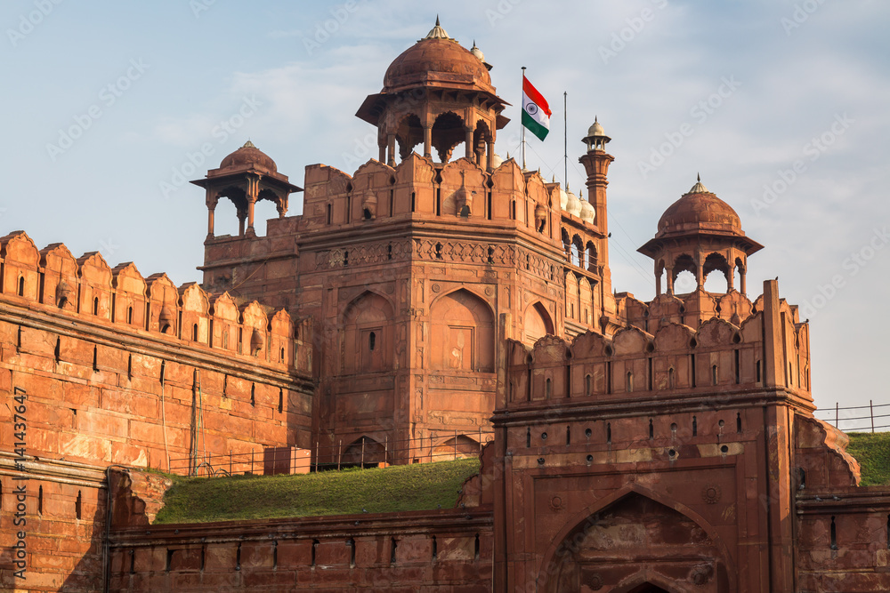 Red Fort Delhi is a red sandstone fort city built during the Mughal ...