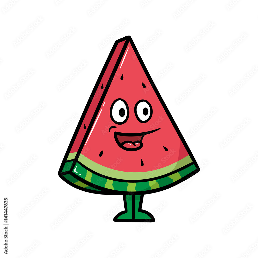 Cartoon Watermelon Slice Character Vector Illustration Stock Vector ...